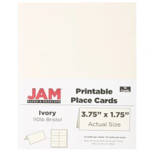 JAM PAPER Printable Place Cards - 3 3/4 x 1 3/4 - Ivory - 12/Pack