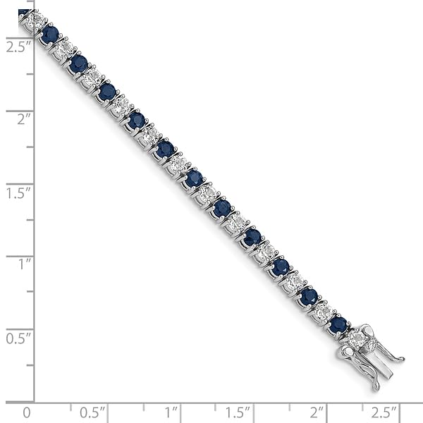 IceCarats 925 Sterling Silver Blue Sapphire White Topaz Tennis Bracelet