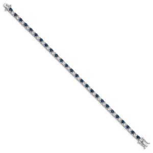 IceCarats 925 Sterling Silver Blue Sapphire White Topaz Tennis Bracelet