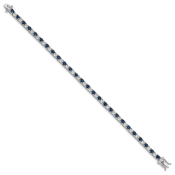 IceCarats 925 Sterling Silver Blue Sapphire White Topaz Tennis Bracelet