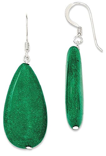 925 Sterling Silver Green Jade Teardrop Drop Dangle Earrings