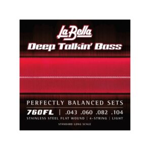 la bella 760fl deep talkin' bass stainless steel flat wound light bass guitar strings