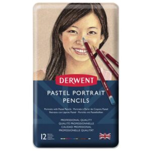 Derwent Pastel Pencils, Skintone, 4mm Core, Metal Tin, 12 Count (2300563), pink