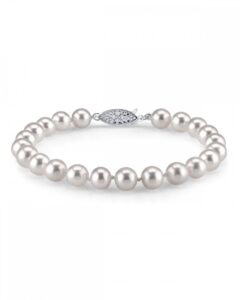 the pearl source 14k gold 8-9mm aaa quality round white freshwater cultured pearl bracelet for women