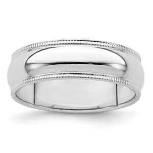 icecarats 925 sterling silver 6mm half round milgrain plain classic wedding band ring size 7.5