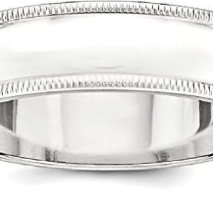 IceCarats 925 Sterling Silver 6mm Half Round Milgrain Plain Classic Wedding Band Ring Size 7.5