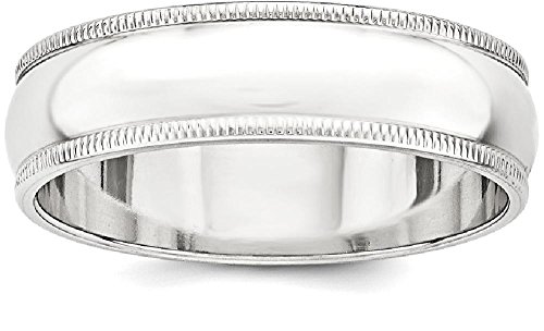 IceCarats 925 Sterling Silver 6mm Half Round Milgrain Plain Classic Wedding Band Ring Size 7.5