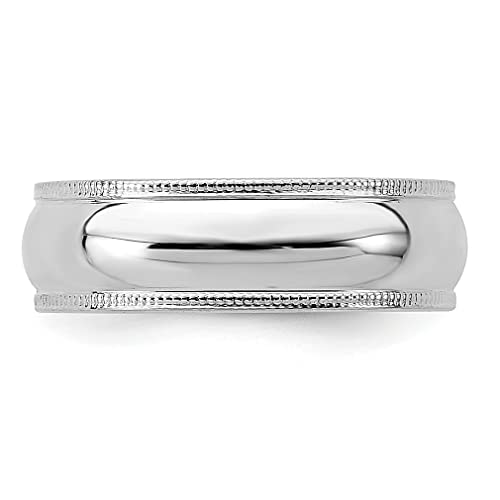 IceCarats 925 Sterling Silver 6mm Half Round Milgrain Plain Classic Wedding Band Ring Size 7.5