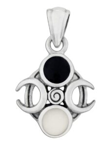 sterling silver phases of the moon goddess pendant - lunar magic symbol