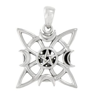 witches knot jewelry for women - .925 sterling silver protective wiccan witchy moon pentacle pendant jewelry