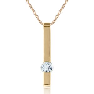 galaxy gold gg 14k yellow gold vertical bar necklace with round natural aquamarine