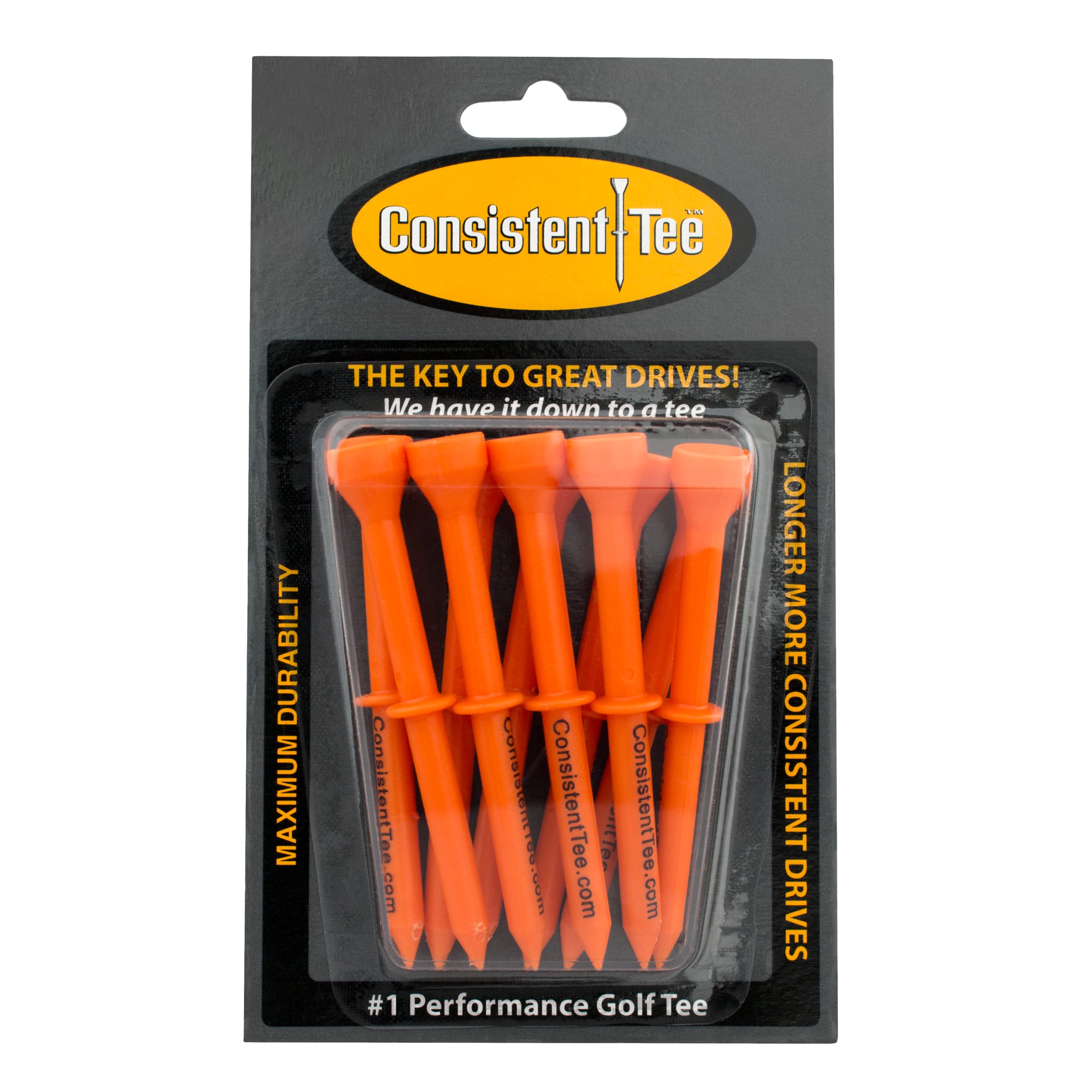 ProActive Sports Consistent Tee 3 1/4" Pack of 10 Durable, Biodegradable Tees for Perfect Height and Position (Orange)