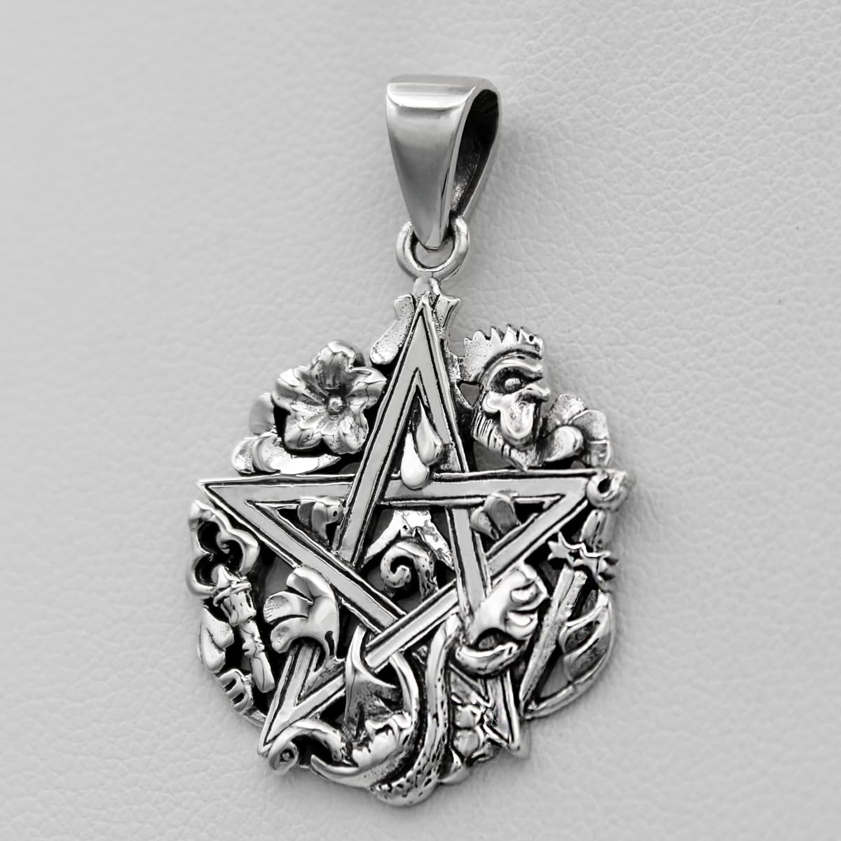 Dryad Design Cimaruta Pentacle Charm Pendant 1" - Sterling Silver Italian Witchcraft Symbol Jewelry