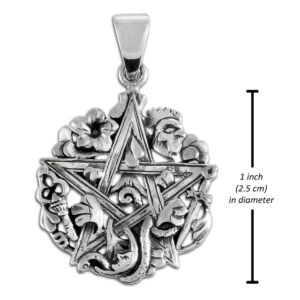 Dryad Design Cimaruta Pentacle Charm Pendant 1" - Sterling Silver Italian Witchcraft Symbol Jewelry