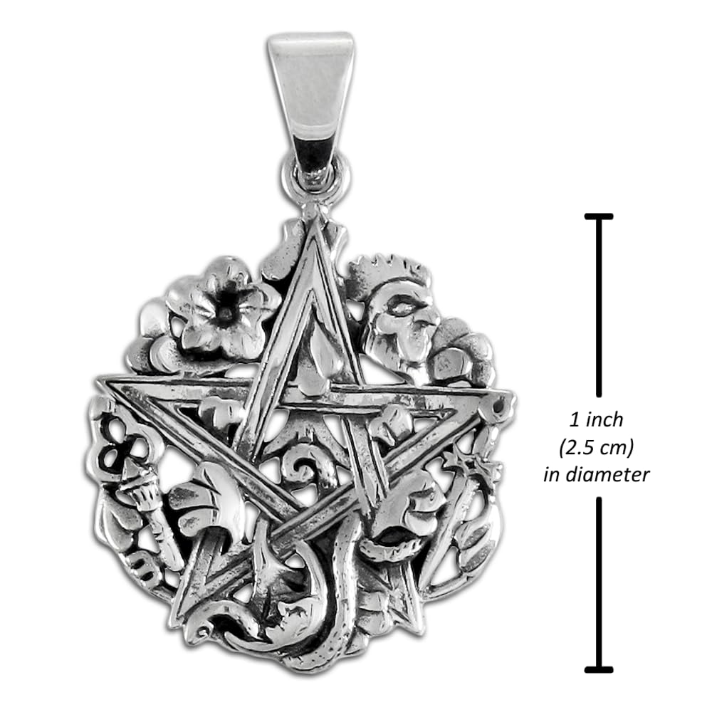 Dryad Design Cimaruta Pentacle Charm Pendant 1" - Sterling Silver Italian Witchcraft Symbol Jewelry