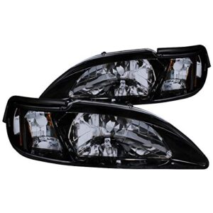 glossy black smoke headlight+corner lamps made for and compatible with 1994-1998 ford mustang