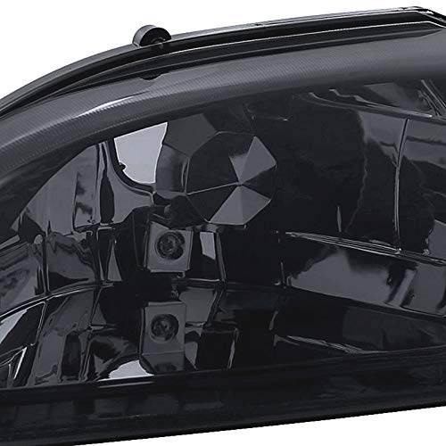 Glossy Black Smoke Headlight+Corner Lamps Made For And Compatible With 1994-1998 Ford Mustang