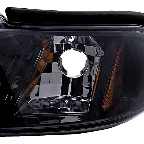 Glossy Black Smoke Headlight+Corner Lamps Made For And Compatible With 1994-1998 Ford Mustang