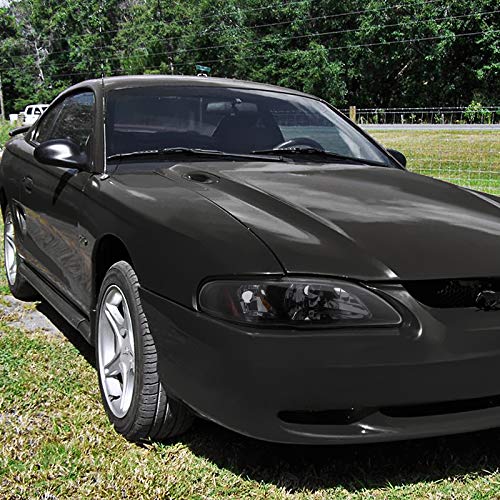 Glossy Black Smoke Headlight+Corner Lamps Made For And Compatible With 1994-1998 Ford Mustang