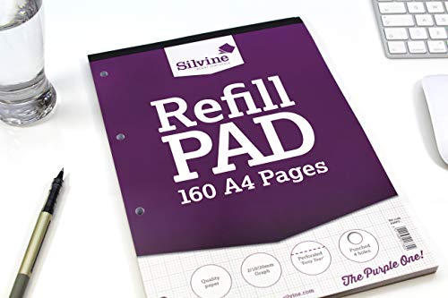 Silvine A4 Refill Pad - 2/10/20 mm Graph (160 Pages) Single,White