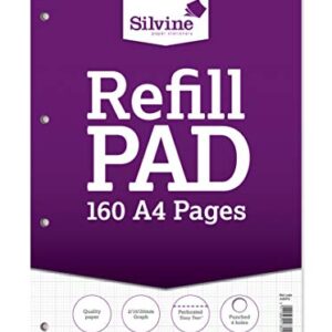 Silvine A4 Refill Pad - 2/10/20 mm Graph (160 Pages) Single,White