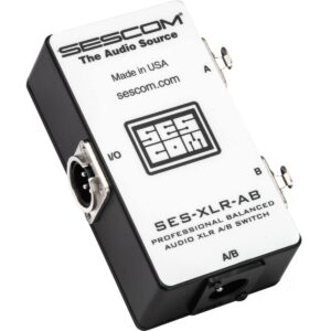 sescom ses-xlr-ab balanced audio pro grade xlr a/b passive switch, 2 female xlr to 1 male xlr