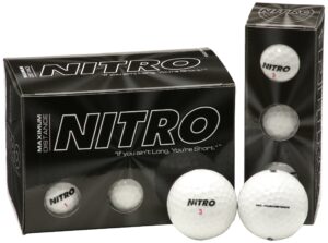 nitro (12pk) all levels maxium distance titanium core 85 compression high velocity spin control long distance golf balls usga approved-total of 12-white