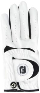 footjoy junior golf glove, white medium/large, worn on left hand