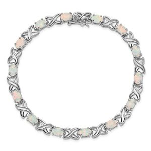 925 sterling silver 8.5 inch created opal kisses chain gemstone tennis bracelet