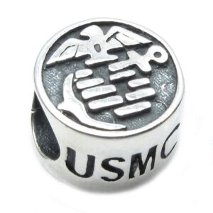 queenberry sterling silver marine corps european style bead charm