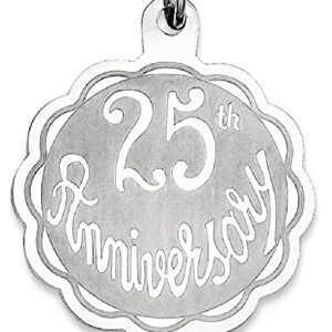 IceCarats 925 Sterling Silver 25th Anniversary Disc Necklace Charm Pendant Only