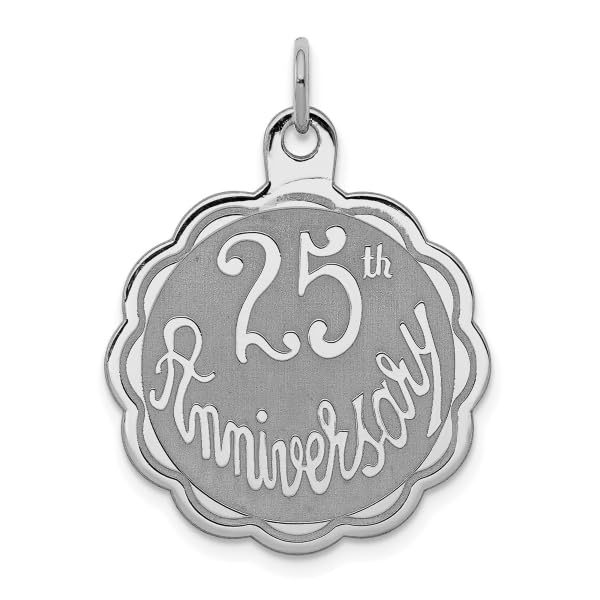 IceCarats 925 Sterling Silver 25th Anniversary Disc Necklace Charm Pendant Only