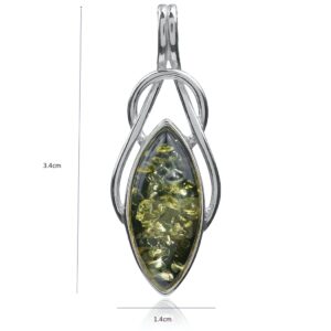 Ian and Valeri Co. Green Amber Sterling Silver Marquise Shape Celtic Knot Pendant