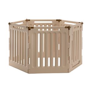 richell convertible indoor/outdoor pet playpen, large, soft tan/mocha