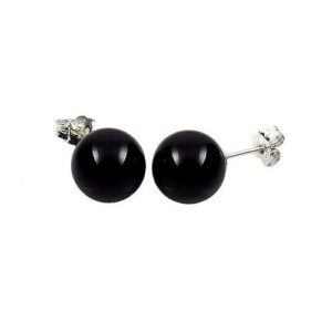 trustmark 14k white gold 8mm black onyx ball stud post earrings