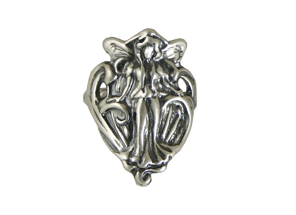 Sterling Silver Art Nouveau Fairy Ring Size 11