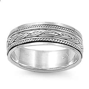 doubleaccent sterling silver braided spinner ring 8mm (size 7 to 13) size 8