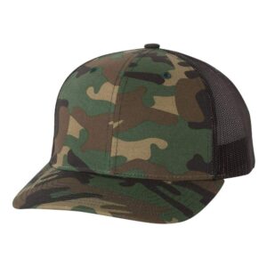 Richardson Patterned Snapback Trucker Cap Adjustable Army Camo/ Black