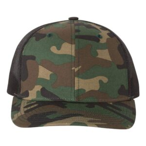 Richardson Patterned Snapback Trucker Cap Adjustable Army Camo/ Black