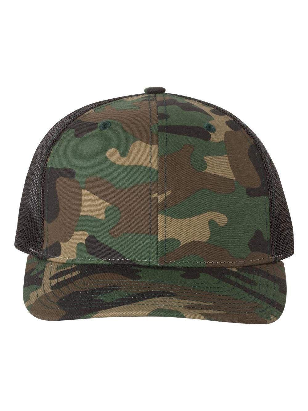 Richardson Patterned Snapback Trucker Cap Adjustable Army Camo/ Black