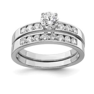 icecarats 925 sterling silver cubic zirconia cz wedding band engagement ring bridal jewelry set