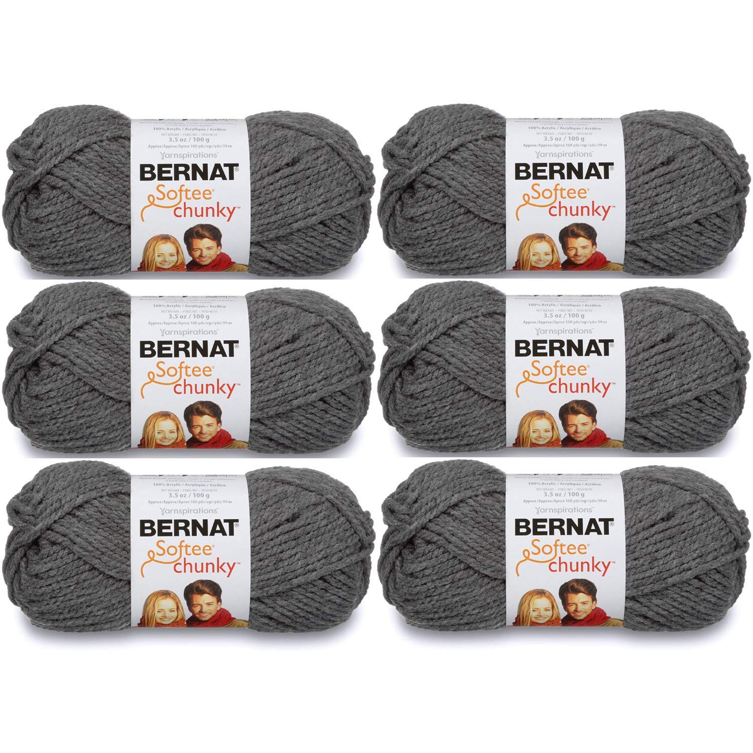 Bernat Softee Chunky Yarn (6-Pack) True Grey 161128-28044