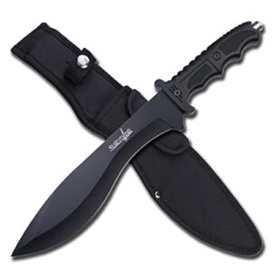 survivor hk-717 outdoor fixed blade knife, black bowie blade, black handle, 15-inch overall