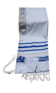 talitnia acrylic tallit (imitation wool) prayer shawl blue and gold stripes in size 18" long and 72" wide