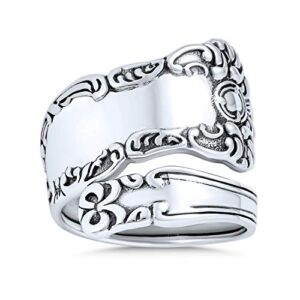 bling jewelry boho bypass spoon band ring for women for men oxidized .925 sterling silver adjustable