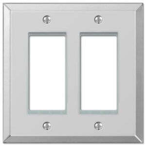 amerelle mirror double rocker wallplate in clear mirror, 2 rocker