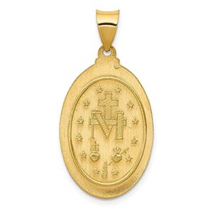 IceCarats 14K Yellow Gold Our Lady of Miraculous Medal Blessed Virgin Mary Oval Necklace Charm Pendant 31.5mm x 16mm Only