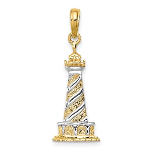 IceCarats 14K Yellow Gold Cape Hatteras Lighthouse Necklace Charm Pendant 29mm x 10mm Only