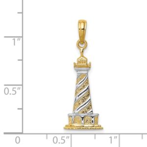 IceCarats 14K Yellow Gold Cape Hatteras Lighthouse Necklace Charm Pendant 29mm x 10mm Only