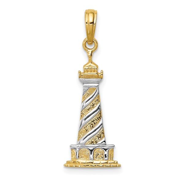 IceCarats 14K Yellow Gold Cape Hatteras Lighthouse Necklace Charm Pendant 29mm x 10mm Only